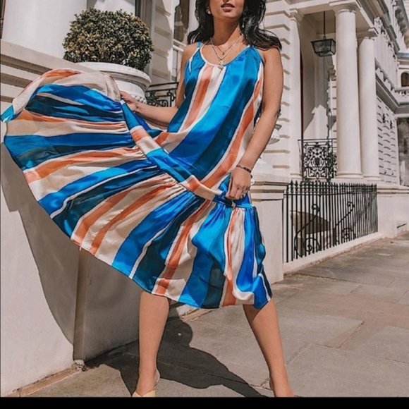 Lemlem | Dresses | Lemlem X Hm Blue Xxl Striped Maxi Dress Blogger Fave Colorful Hot Collab Midi ...